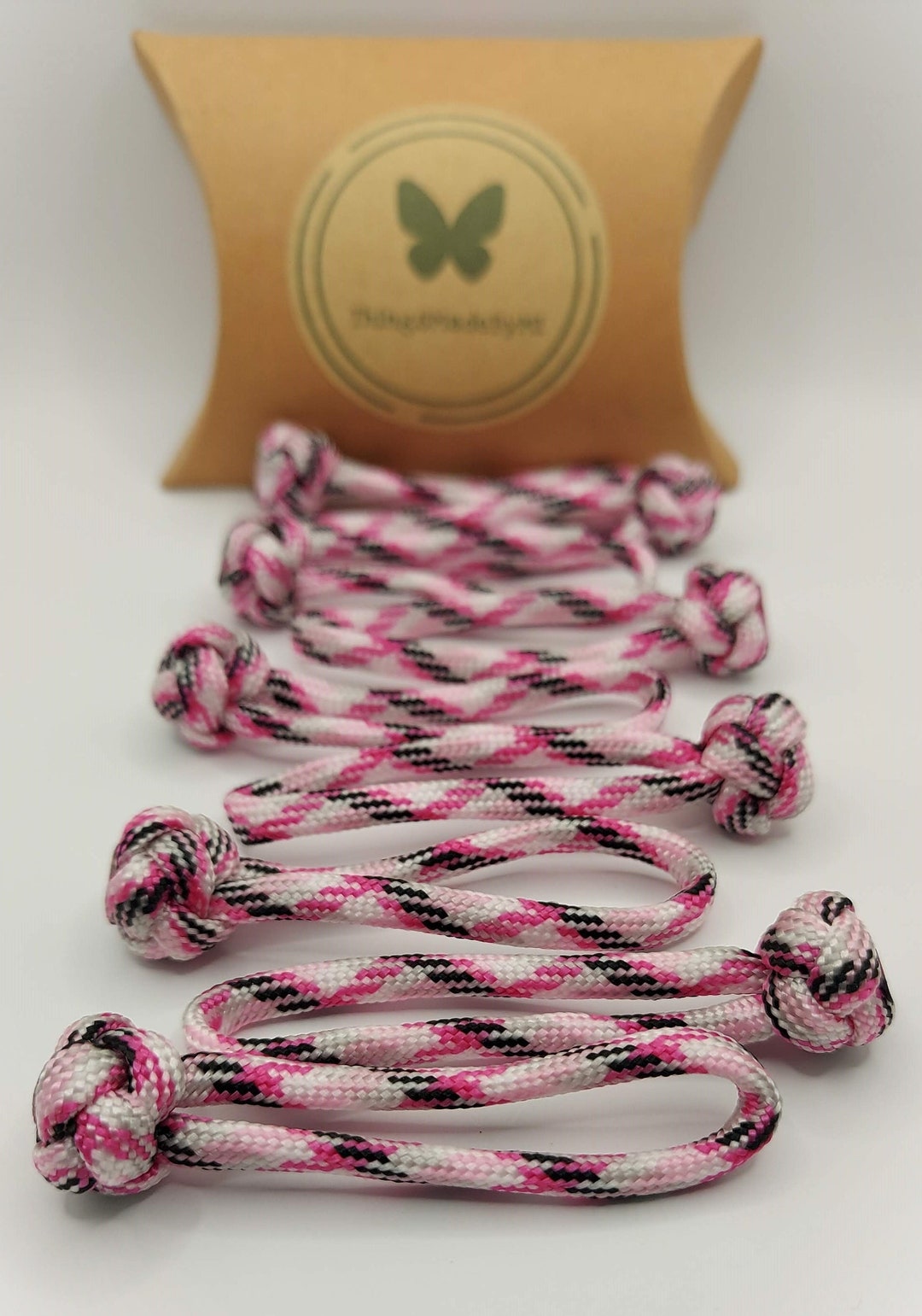 Big Pink White Black Paracord Zipper Pulls, Zipper Replacement, Gym Bag ...