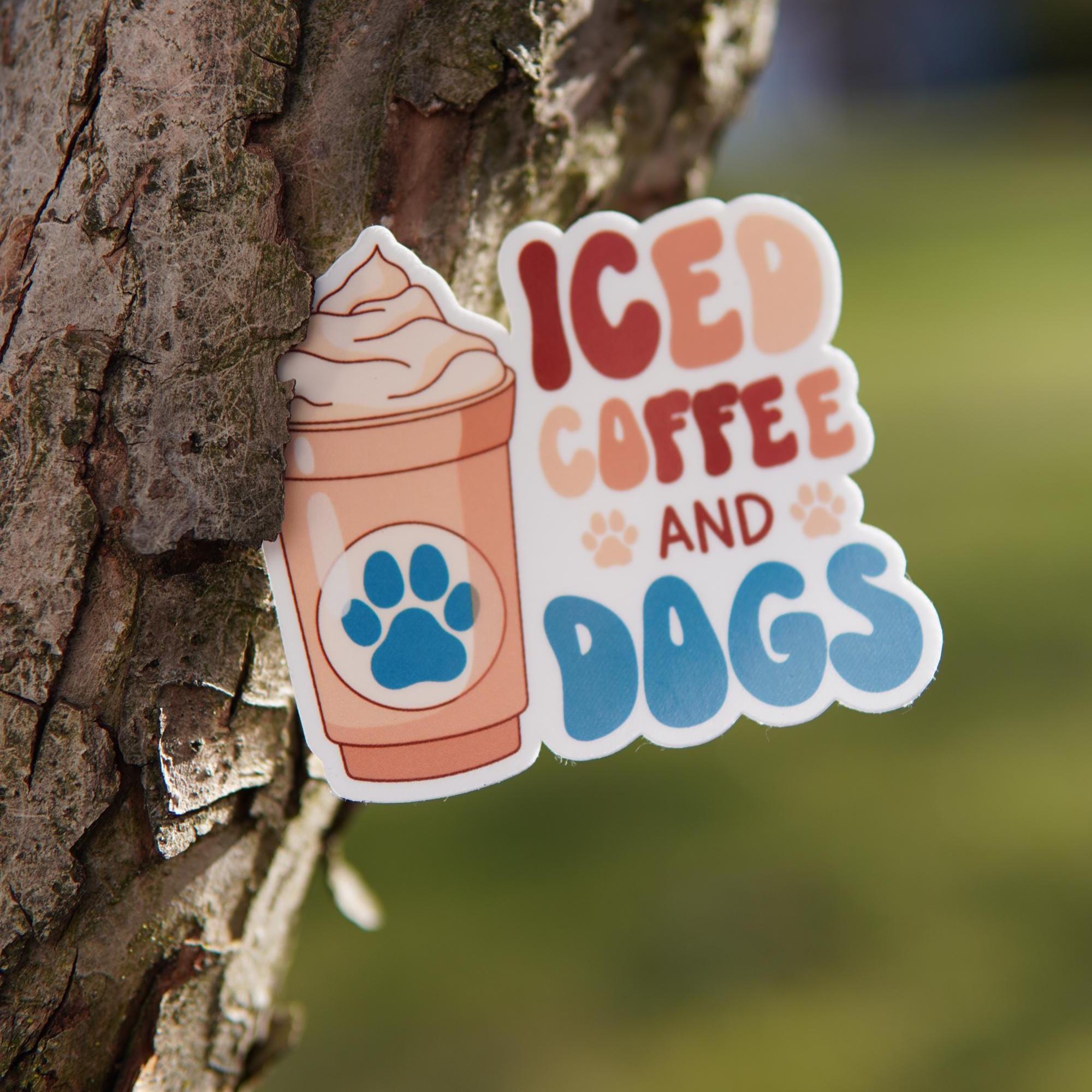 Iced Coffee and Dogs Vinyl Sticker: Waterproof Laptop Decal - Etsy