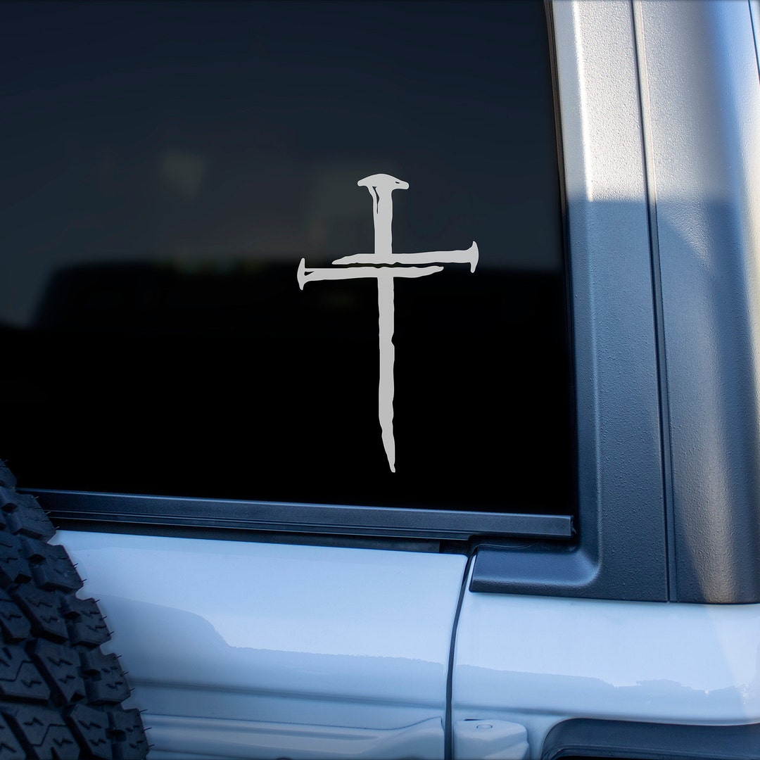 Three Nail Cross Decal Sticker | Christian Car Window Vinyl | Religious ...