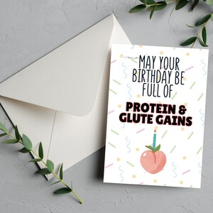 Protein Birthday Card, Protein Gym Card, Fitness Birthday Card, Muscle ...