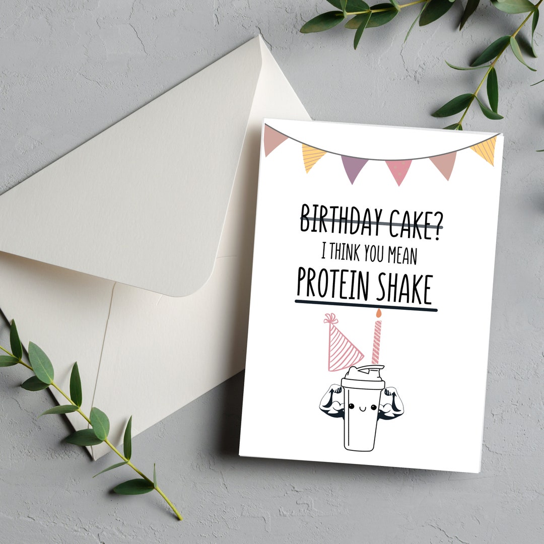 Gym Birthday Card for Friend, Protein Gym Card, Fitness Birthday Card ...