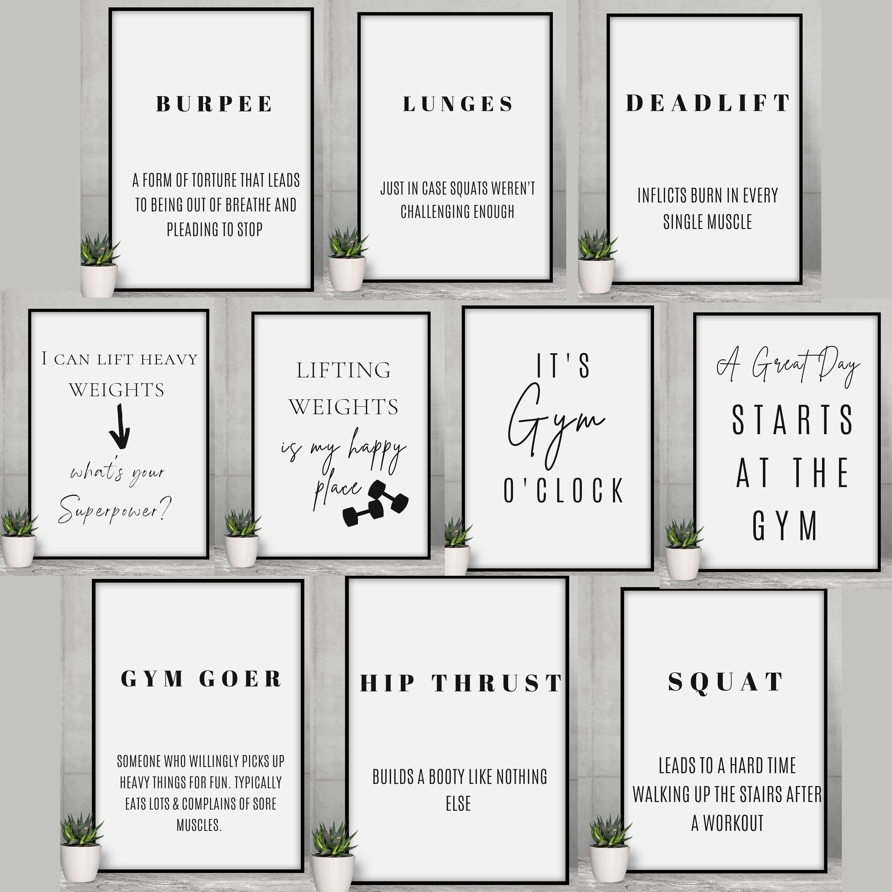 Gym Posters Pack of 10 Home Gym Wall Decorations Fitness Workout Signs Instant Download - Etsy