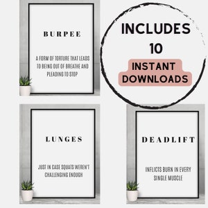 Gym Posters Pack of 10 Home Gym Wall Decorations Fitness Workout Signs ...