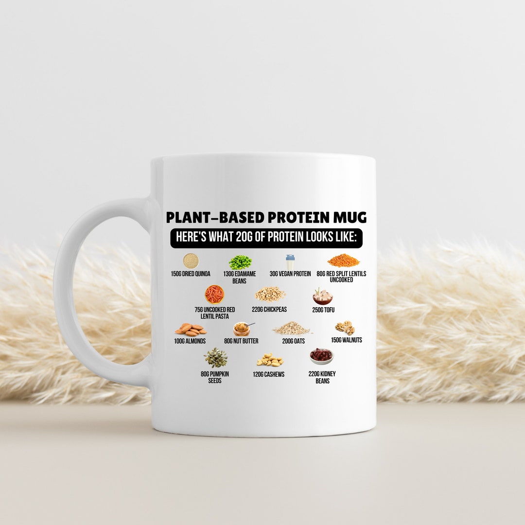 Plant Protein Food List Mug, Vegan Protein Food List Gift, Protein ...