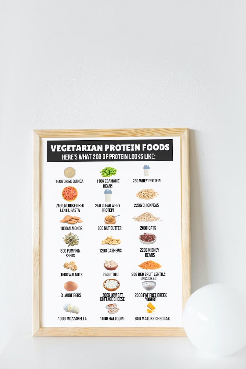 Vegetarian Protein Foods Poster Vegetarian Protein Protein - Etsy