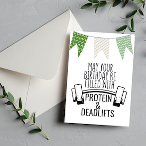 Protein Birthday Card, Protein Gym Card, Fitness Birthday Card, Muscle ...