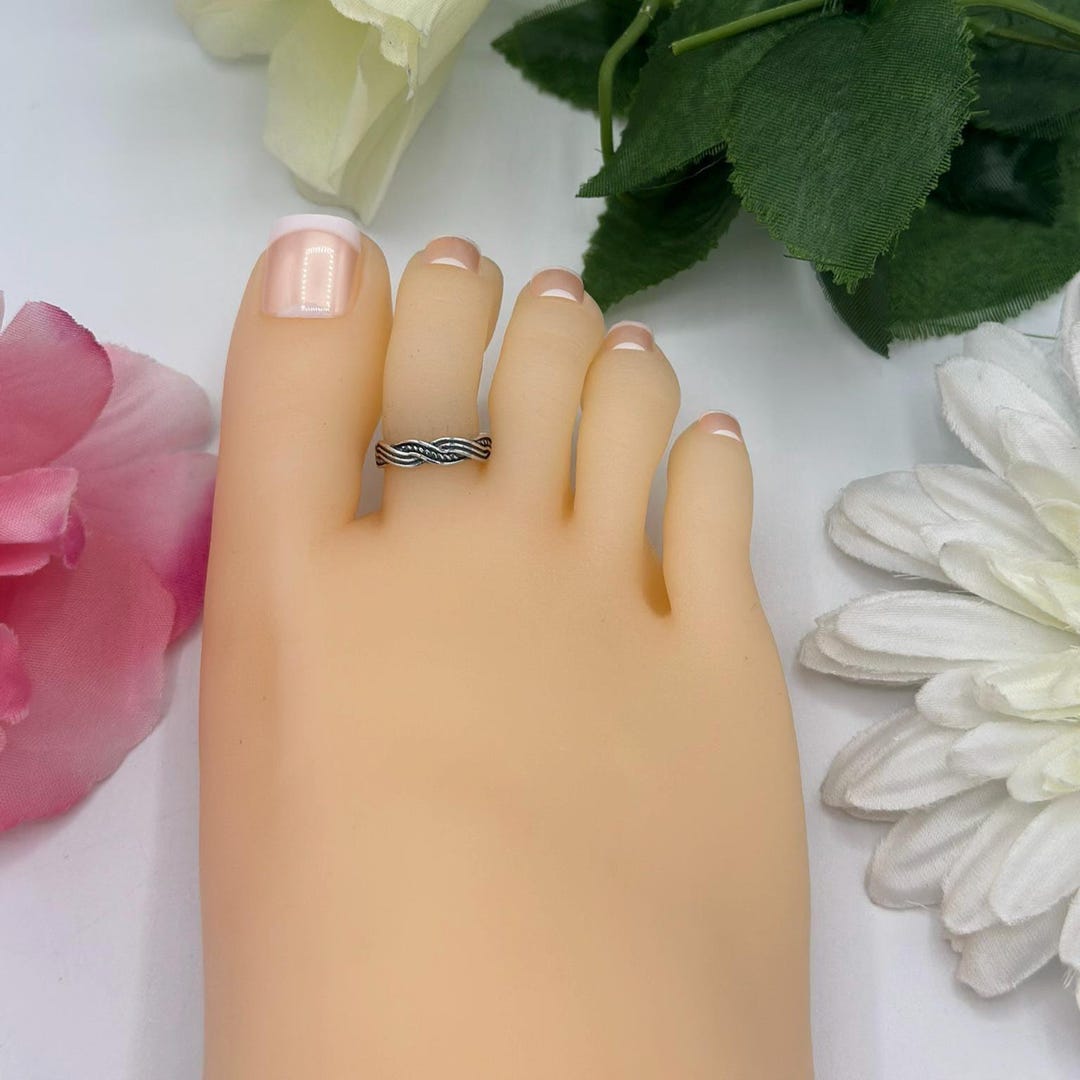 Sterling Silver Braid Toe Ring: Adjustable Rope Band - Etsy