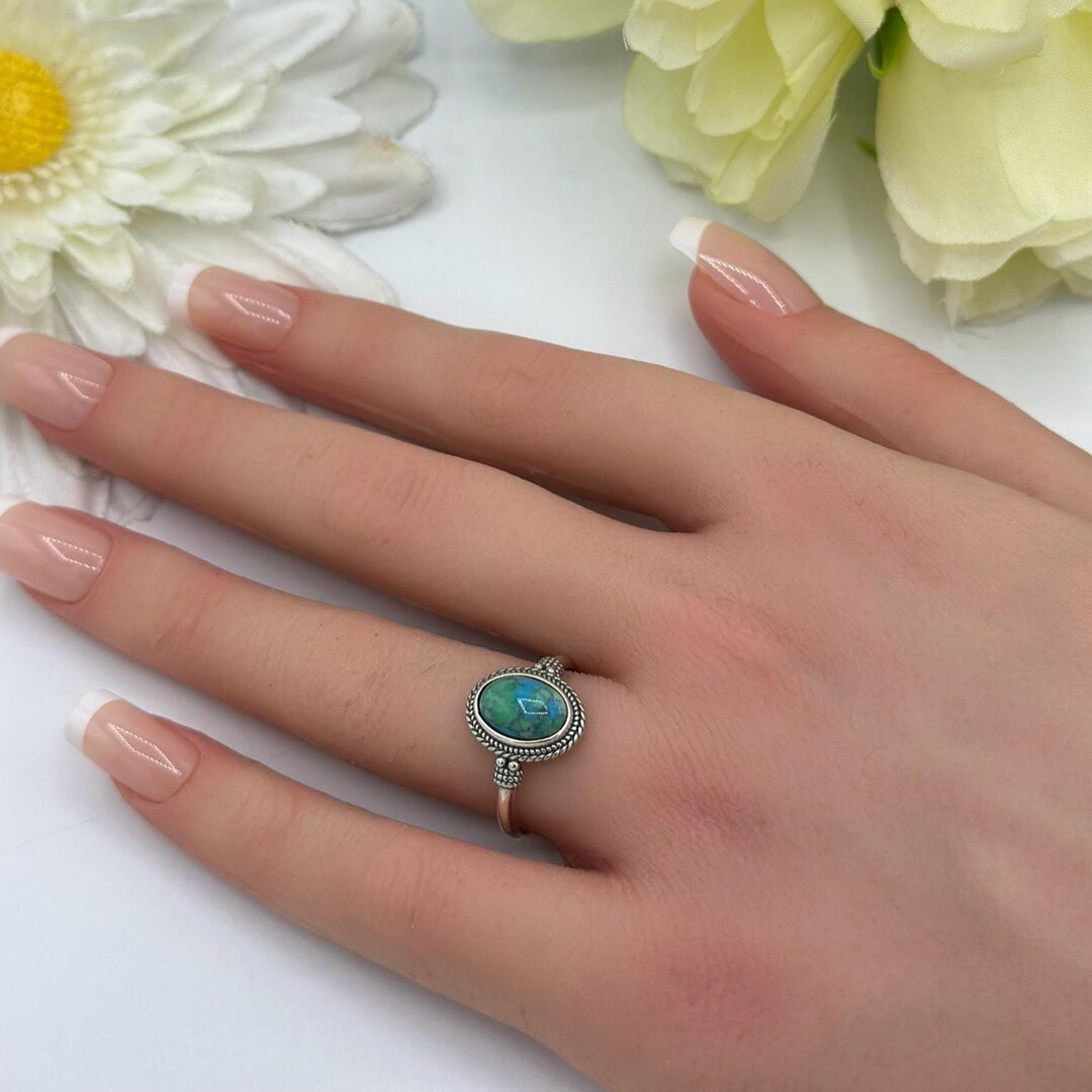 Bali Sterling Silver Simulated Turquoise Ring: Rope Braided Solitaire ...