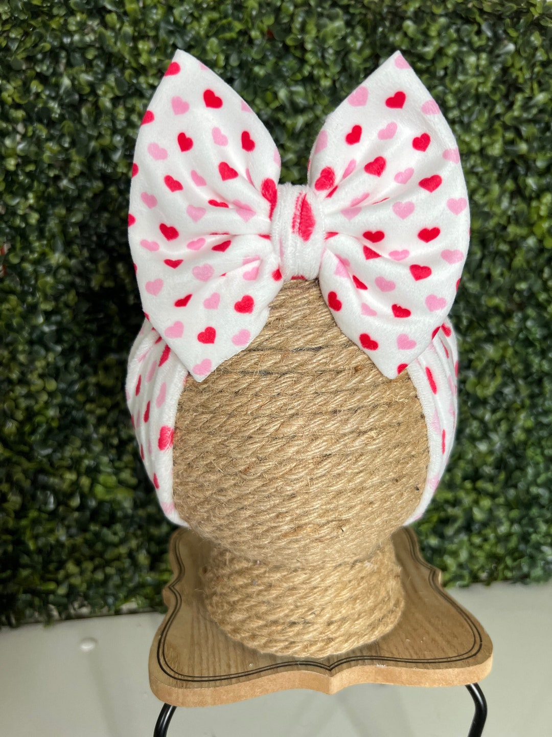 Heart Shape Velvet Head Wrap, Valentines Day Bow, Vday Bow, Valentine's ...