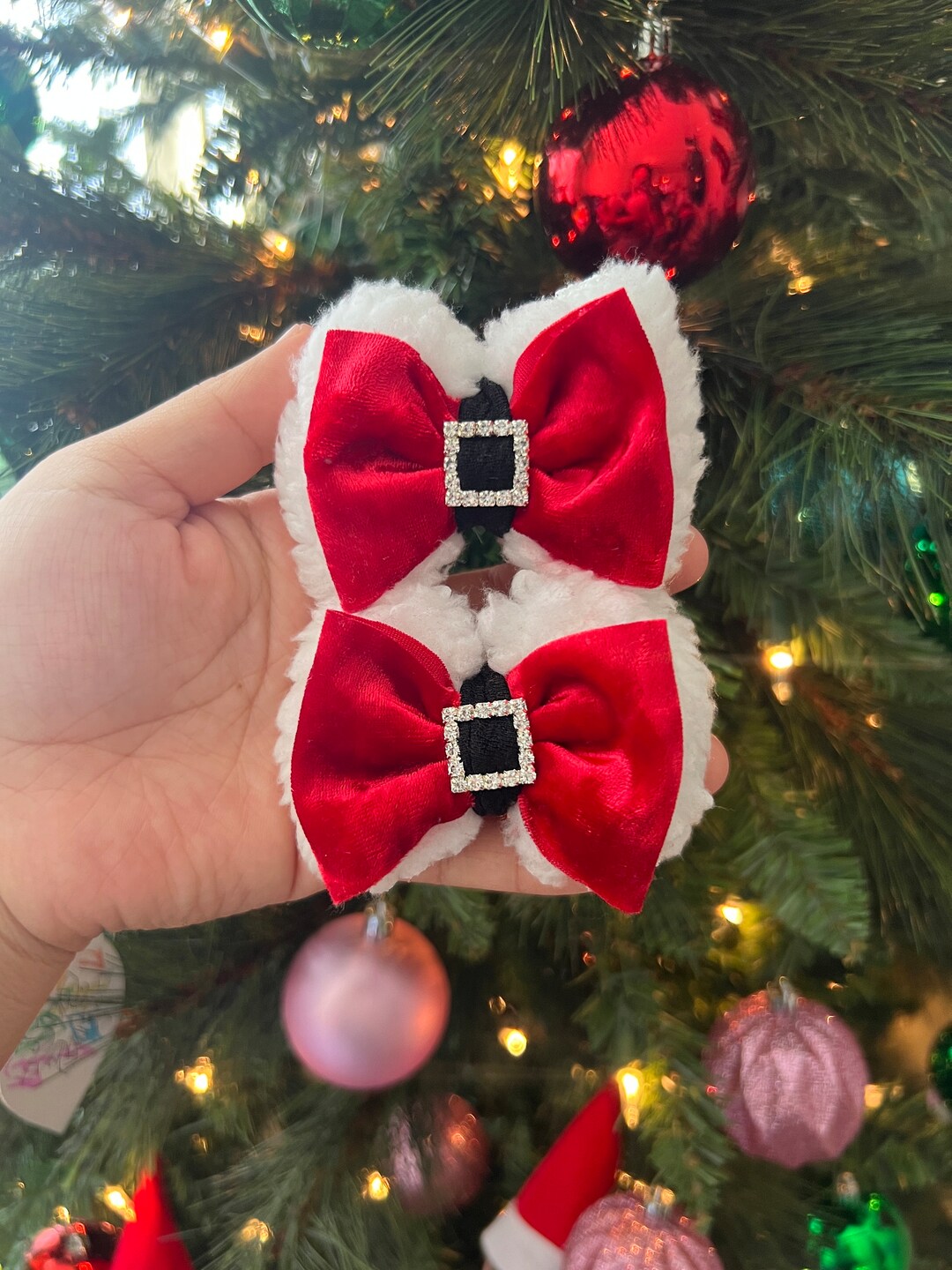 Santa Baby Piggie Set, Santa Bow, Santa Clause Bow, Christmas Bow ...