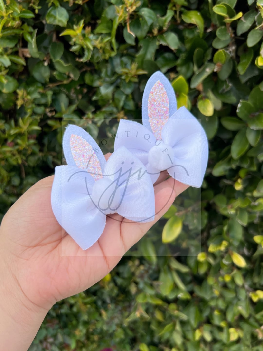 Easter Bunny Piggie Bows, Easter Bow, Easter Bunny Bow, White Easter ...