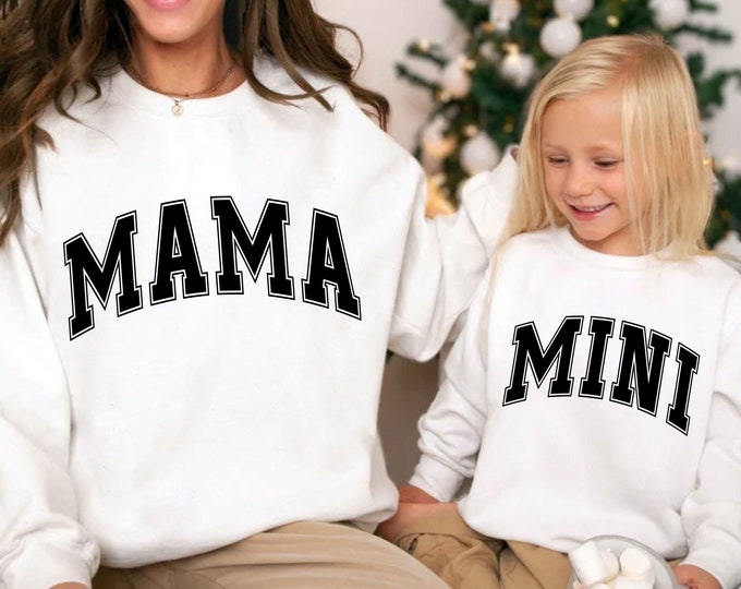 Mama and Mini Custom Embroidered Sweatshirt Set, Mama and Daughter ...