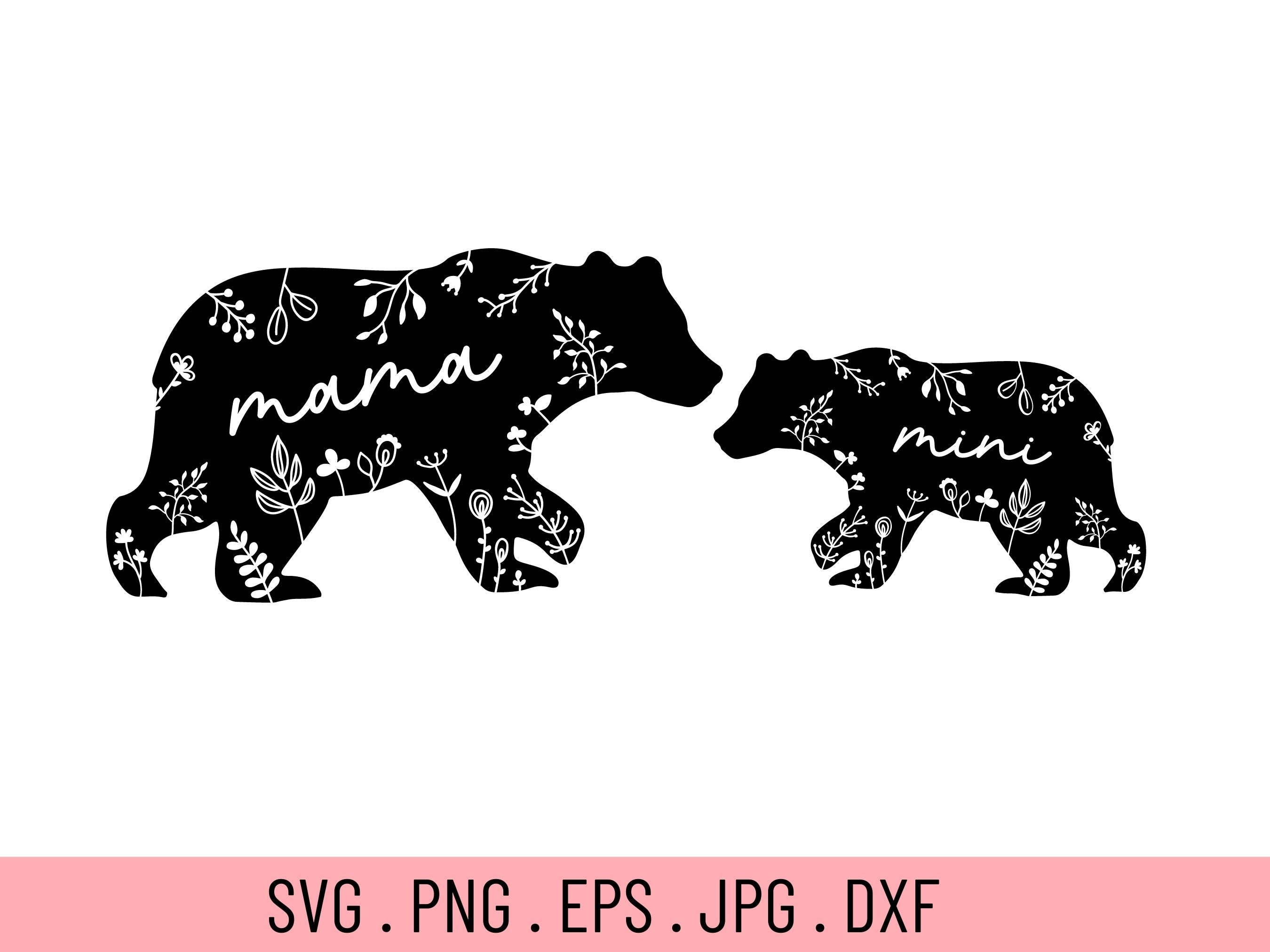 Mama Bear Svg Floral Bear Svg Mama and Mini Svg Mommy and - Etsy