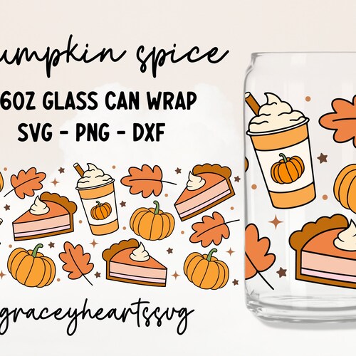 18pack Autumn Can Glass Wrap SVG Fall Libbey Svg Pumpkin - Etsy