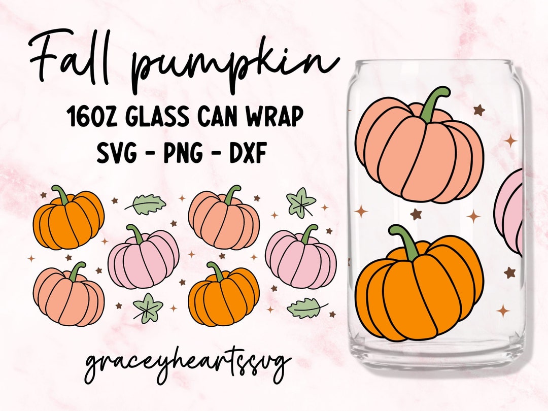 Pumpkin Glass Can Wrap Svg, 16oz Beer Can Glass Svg, Fall Libbey Can ...