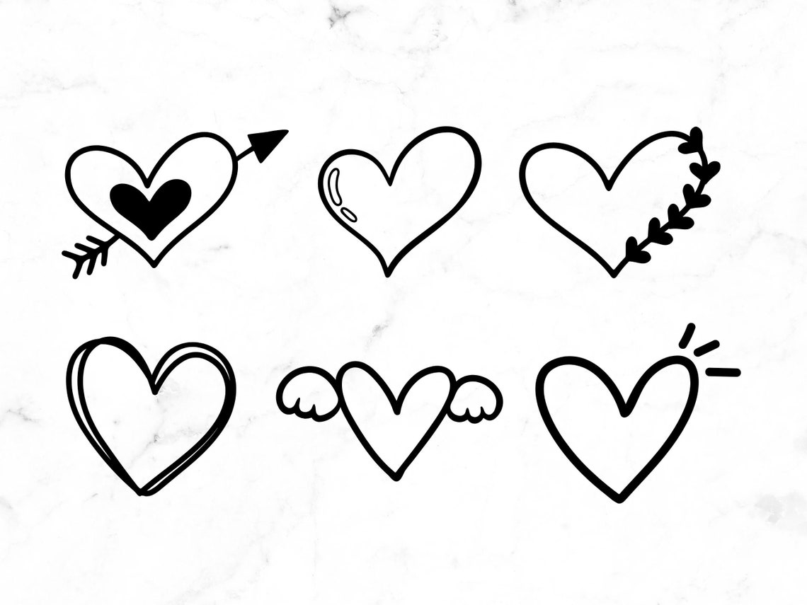 Hand Drawn Heart Svg Heart Bundle Svg Doodle Heart Svg - Etsy