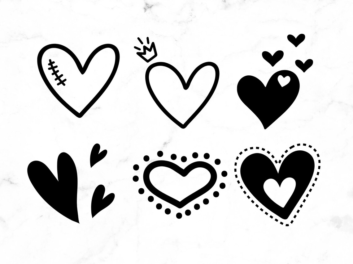 Hand Drawn Heart Svg Heart Bundle Svg Doodle Heart Svg - Etsy