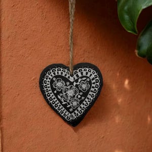 Hand Painted Slate Heart Hanging Slate Painting Wall Decor Ornament ...
