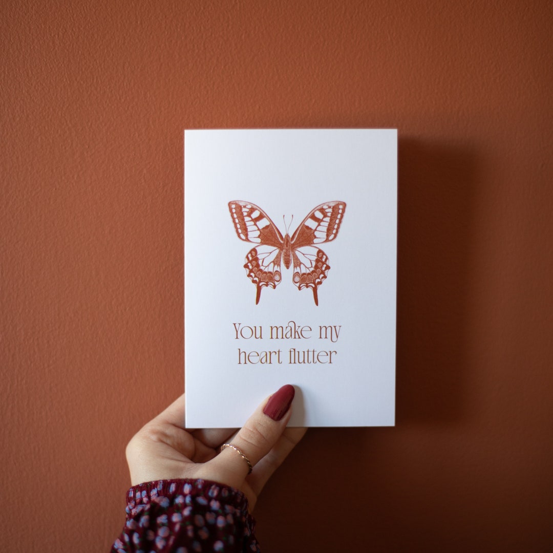 You Make My Heart Flutter | Butterfly Valentines Card | A6 | Greetings ...