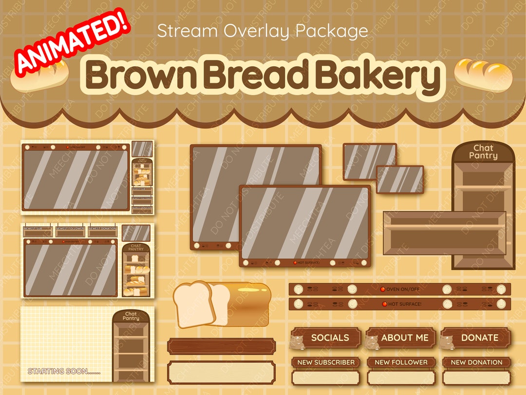 Animated Cute Brown Bread Bakery Stream Pack | Beige, Kawaii ...