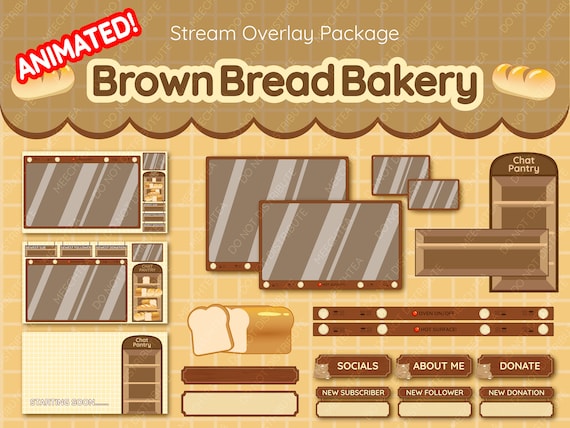 Animated Cute Brown Bread Bakery Stream Pack Beige Kawaii - Etsy