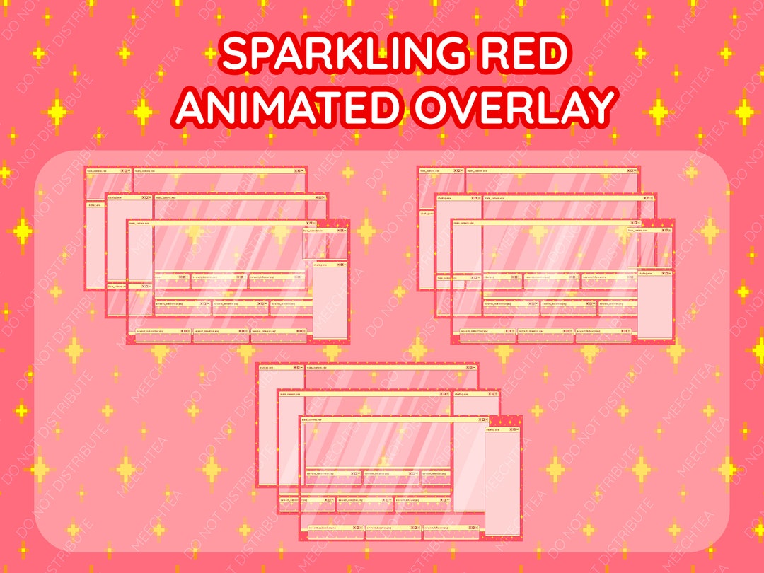 Sparkling Red Animated Pixel Art Stream Overlay | Red, Kawaii, Sparkle ...