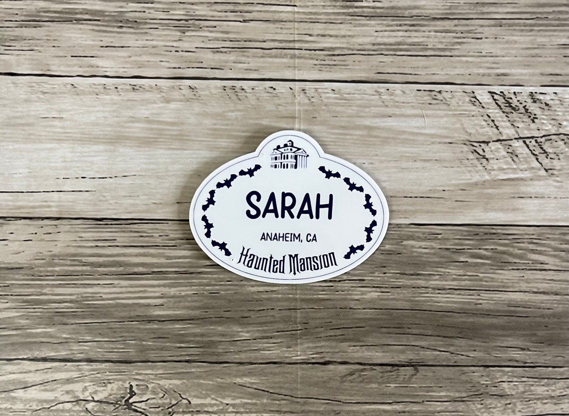 Disneyland Haunted Mansion Name Tag Sticker Personalized - Etsy