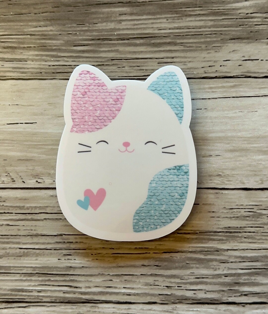 Squishmallow Sticker | Teal & Sequin Calico Cat | Shany | Stuffed ...