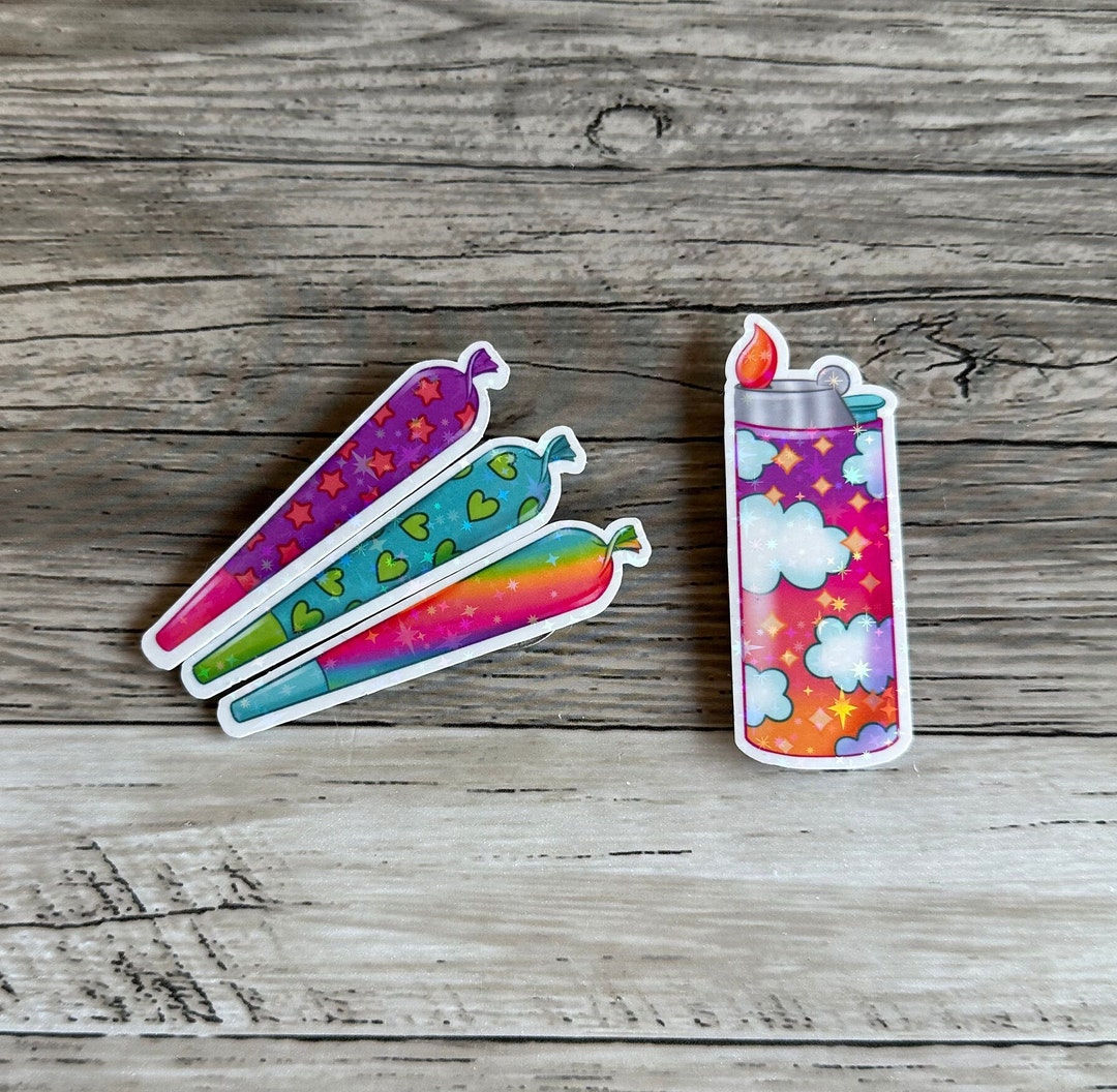 Joint and Lighter Sticker | 420 Sticker | Stoner | Kawaii | Marijuana ...