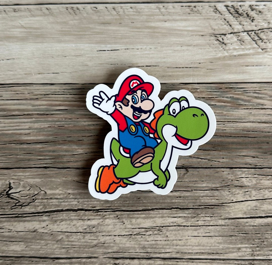 Mario and Yoshi Sticker | Super Mario | Cute | Journal | Water Bottle ...