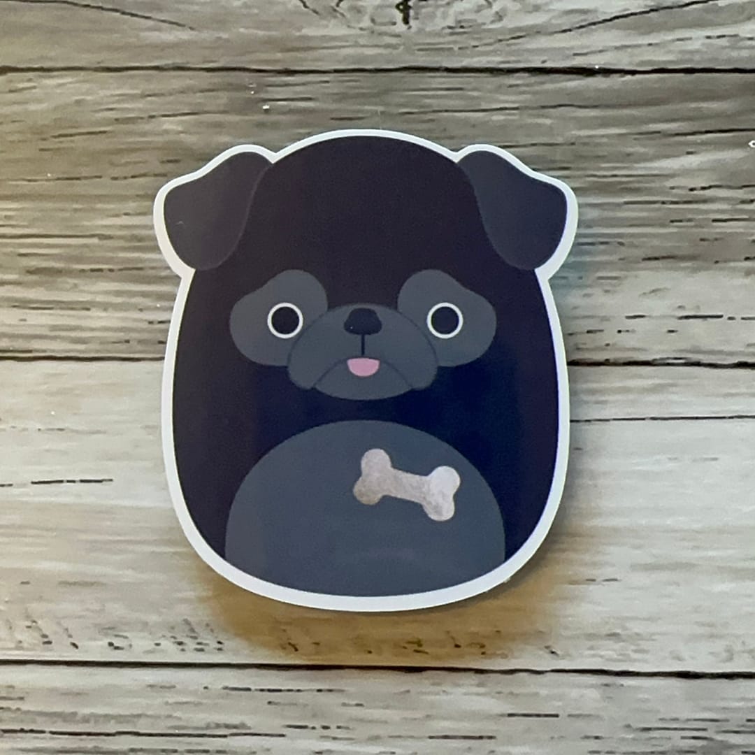 Squishmallow Sticker | Black Pug | Bongo | Stuffed Animal | Water ...
