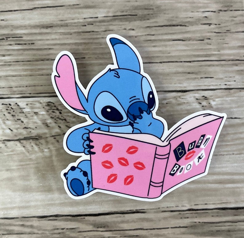 Stitch Reading Sticker Burn Book Water Bottle Sticker - Etsy