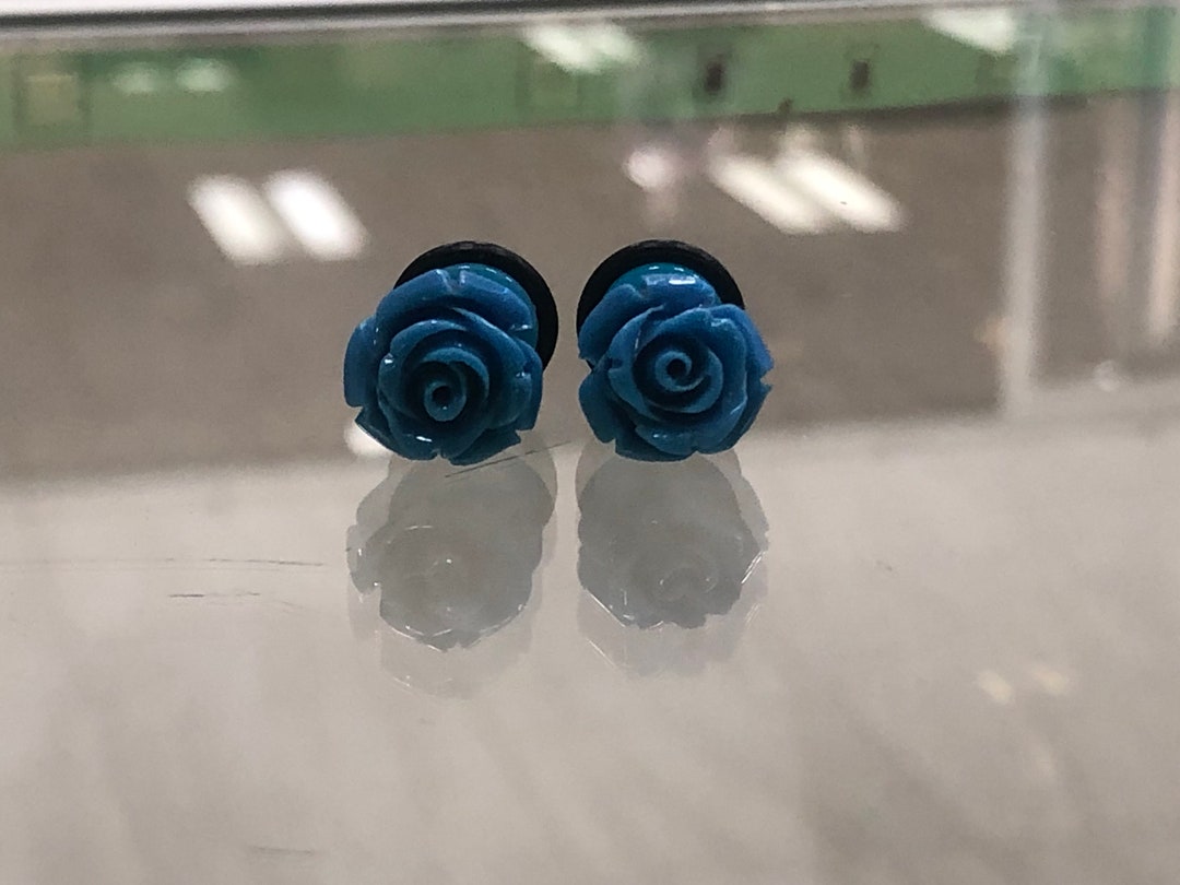 Blue Rose Fake Plugs - Etsy