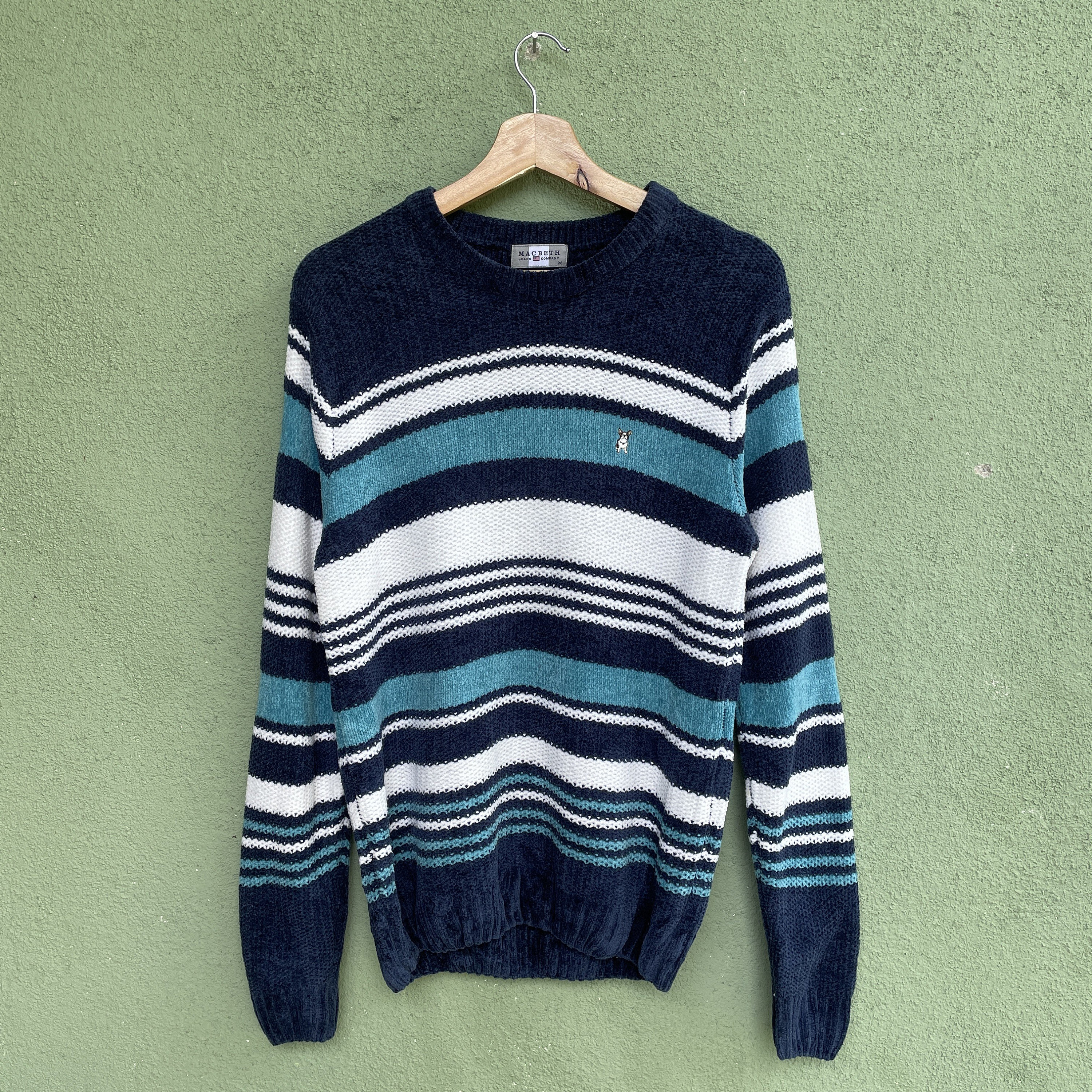 Vintage MACBETH Embroidery Logo Crewneck Sweater Knitwear Vintage ...