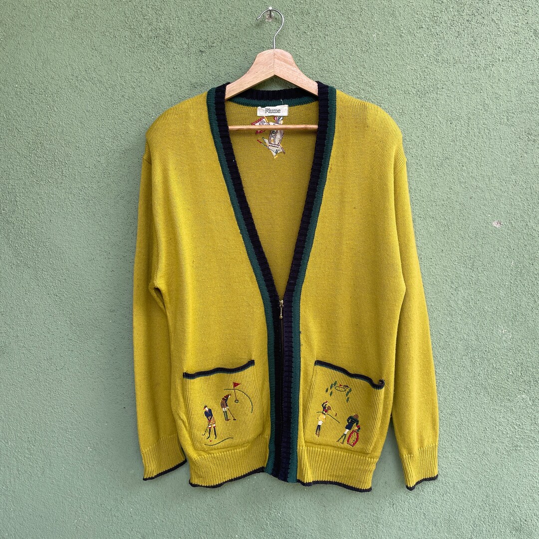 Vintage Fuime Embroidery Logo Musted Cardigan Knitwear Vintage Fuime ...