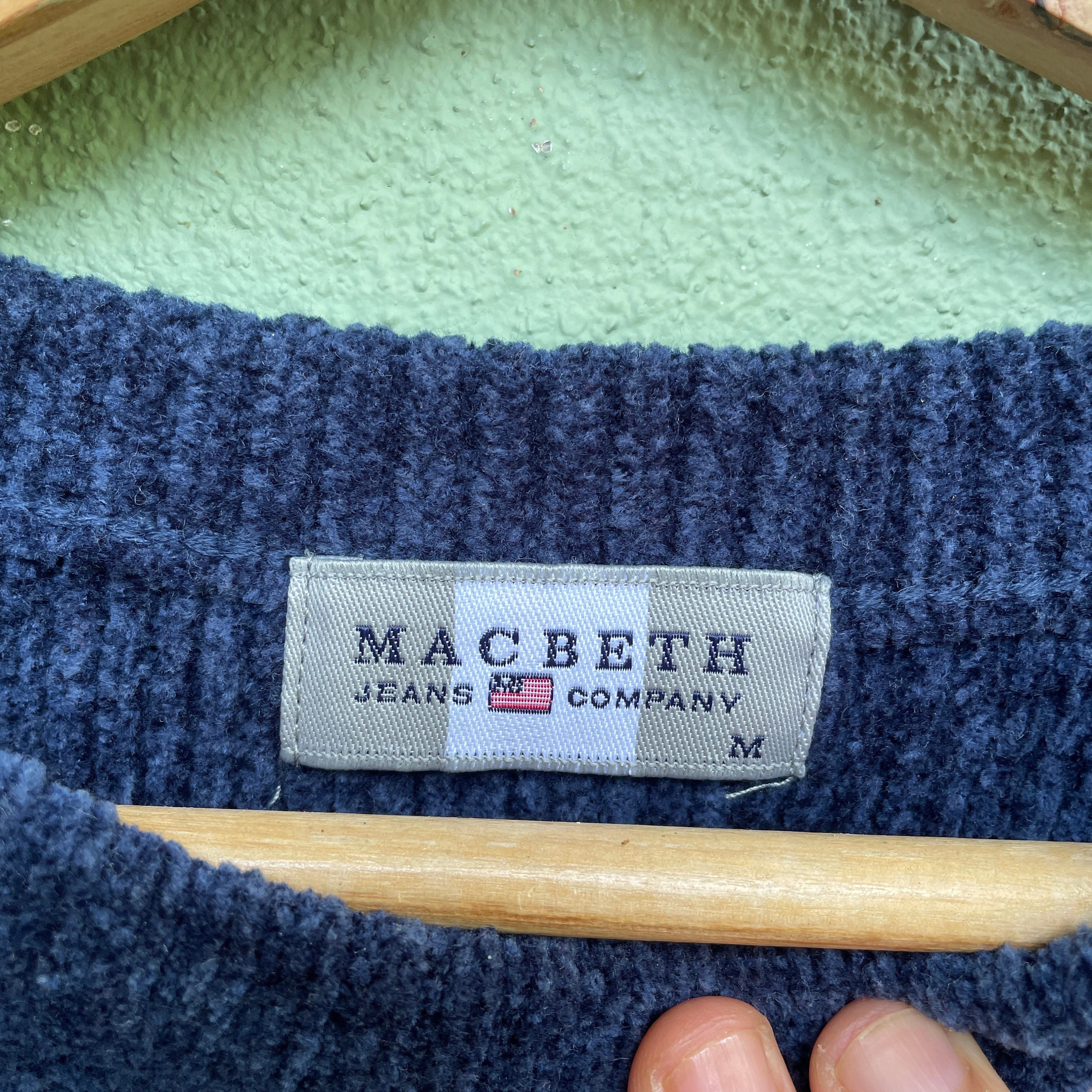 Vintage MACBETH Embroidery Logo Crewneck Sweater Knitwear Vintage ...