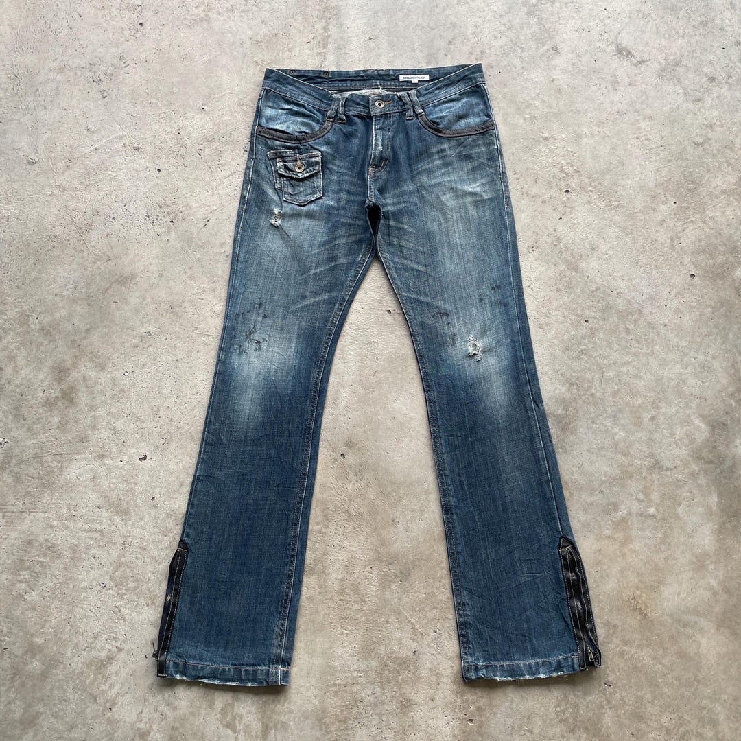 Vintage Semantic Design Japan FLARE Faded Jeans Pants Vintage Semantic ...