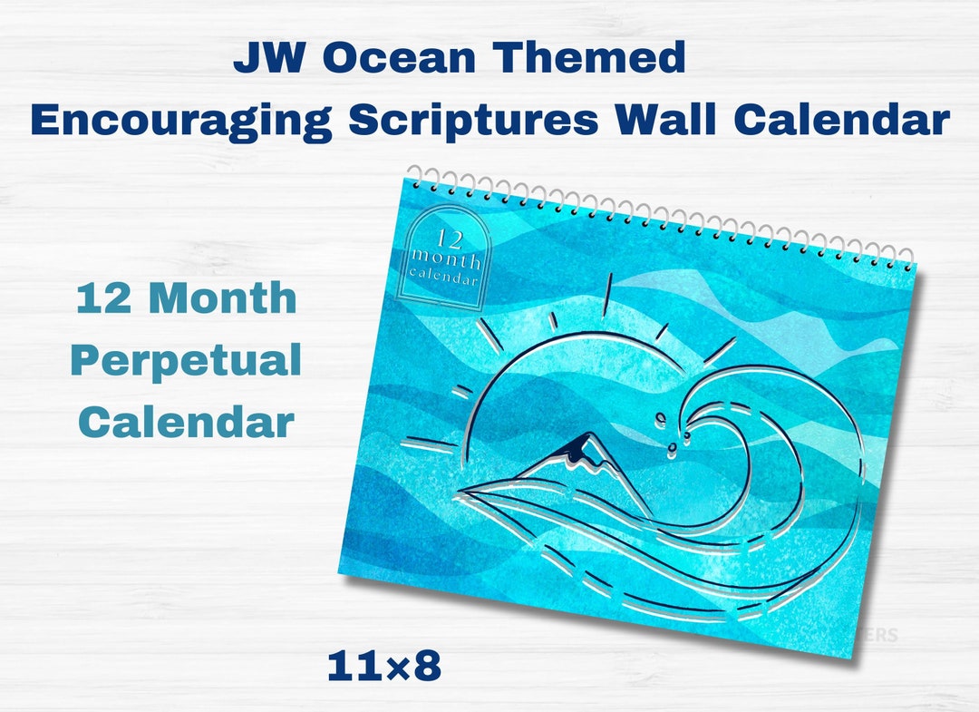 JW 2025 Ocean Themed Wall Calendar With Encouraging Scriptures for ...