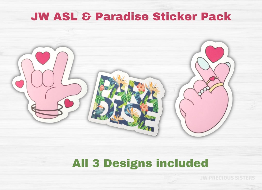 JW ASL American Sign Language Love and Paradise Sticker 3 Pack - Etsy