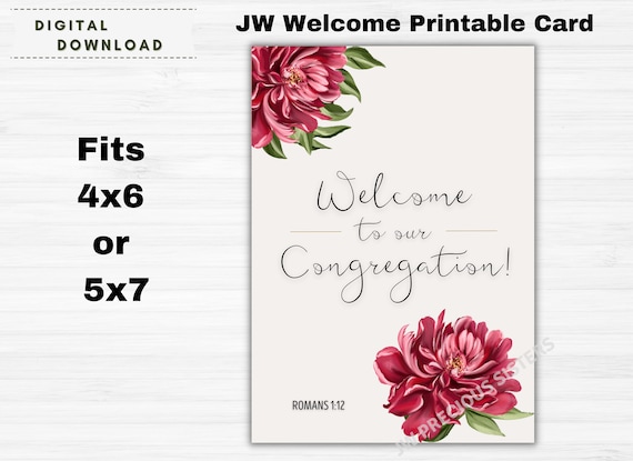 JW Welcome to Our Congregation Printable Card | Etsy