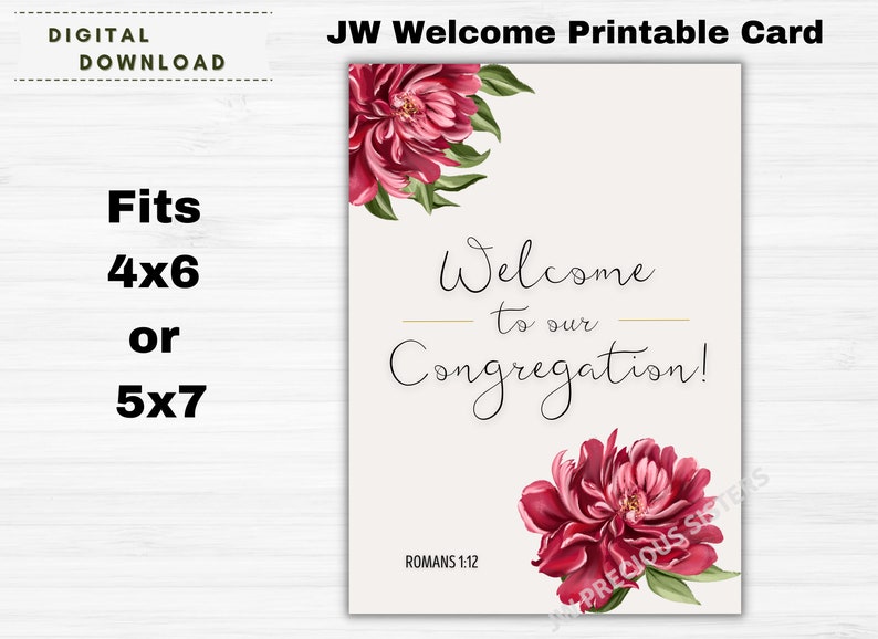 JW Welcome to Our Congregation Printable Card - Etsy UK