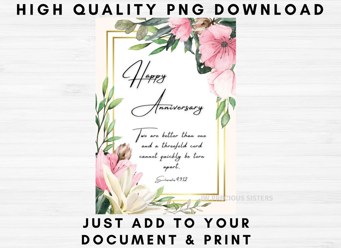 JW Wedding Anniversary Printable Card - Etsy