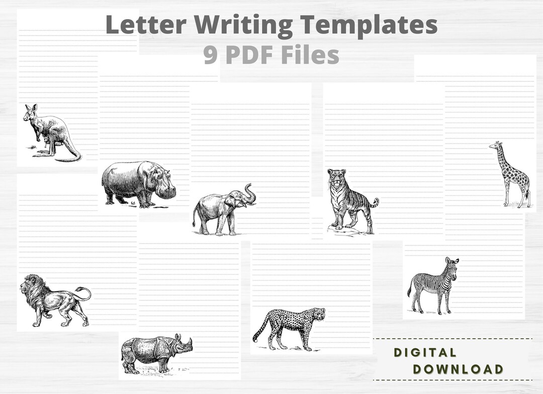 JW Black & White Land Animals Letter Writing Templates - PDF Digital ...