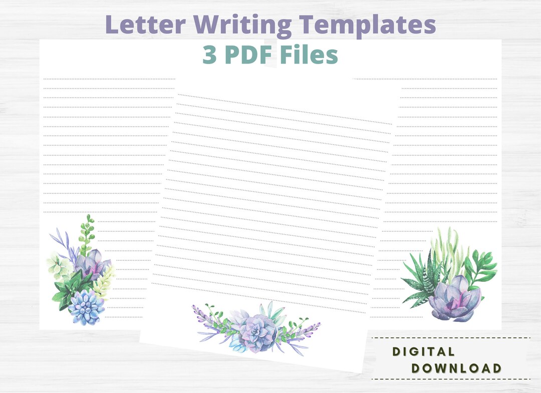 JW Floral Succulent Letter Writing Templates - PDF Digital Download - Etsy