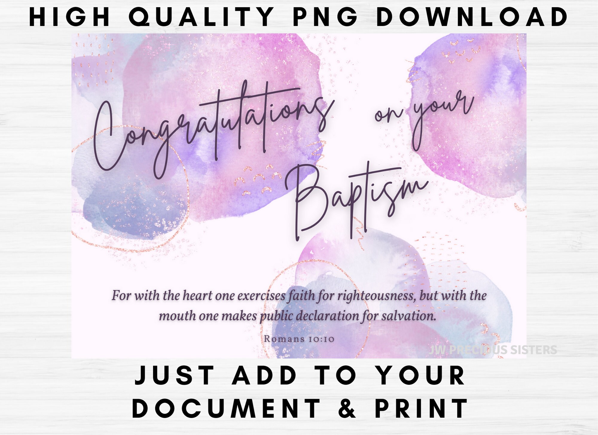 JW Baptism Congratulations Printable Card - Etsy