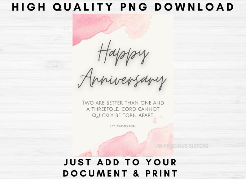 JW Wedding Anniversary Printable Card - Etsy