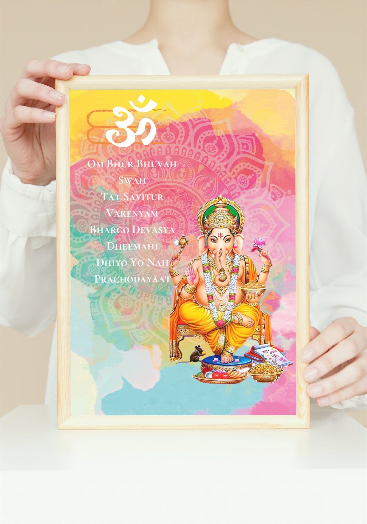 Om Gayatri Mantra Ganesha Wall Art Modern Religious Wall Decor Premium ...