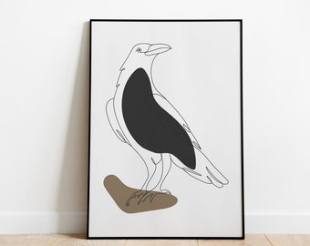 Raven Line Art - Black and White by Simplicity.art4u | Poster, Print ...