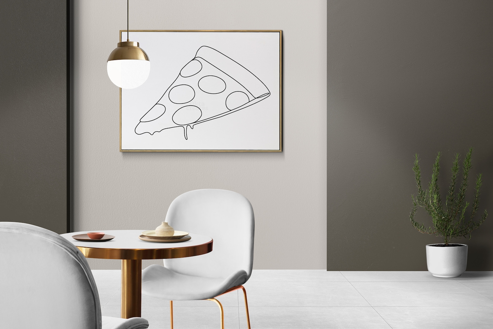 Pizza Slice One Line Art - Black & White Version | Line Drawing Artwork ...