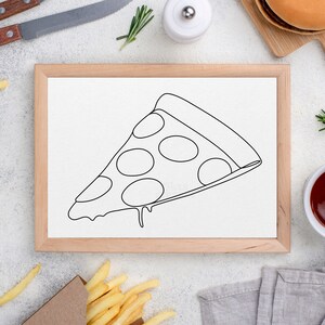 Pizza Slice One Line Art - Black & White Version | Line Drawing Artwork ...